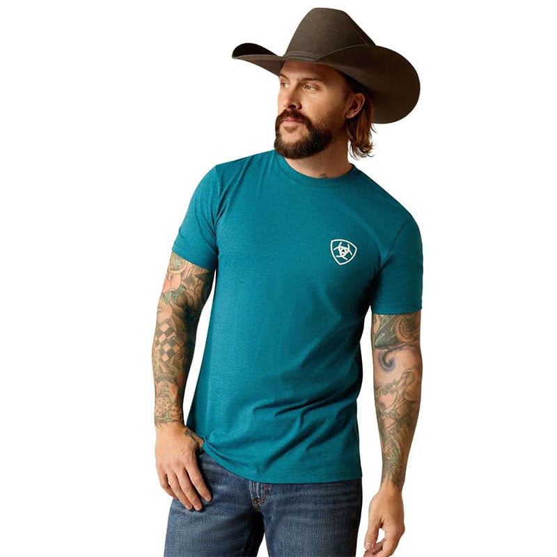 Playera Ariat Stacks Azul Para Hombre | 10052036 – Botines Charros LLC