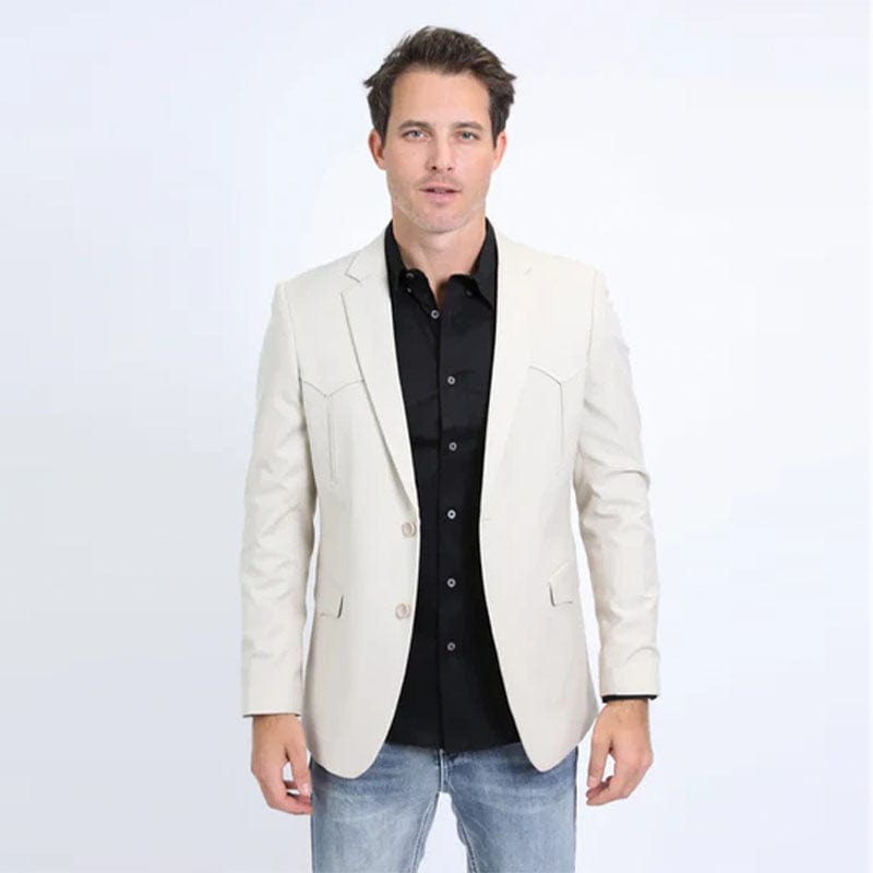 Saco Vaquero Doble Boton Beige Para Hombre | Platini – Botines Charros LLC