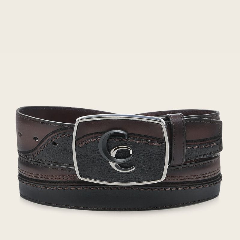 Cinturon Cuadra Venado Italiano Negro Para Hombre – Botines Charros LLC