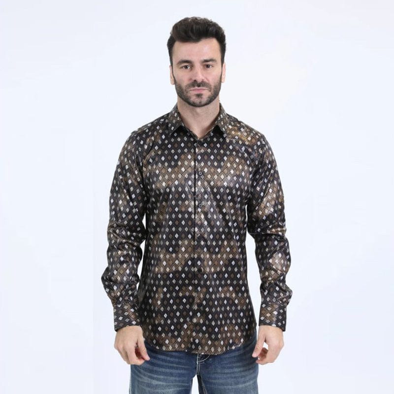 Camisa Platini Modern Fit Stretch Foil Negra Para Hombre – Botines ...